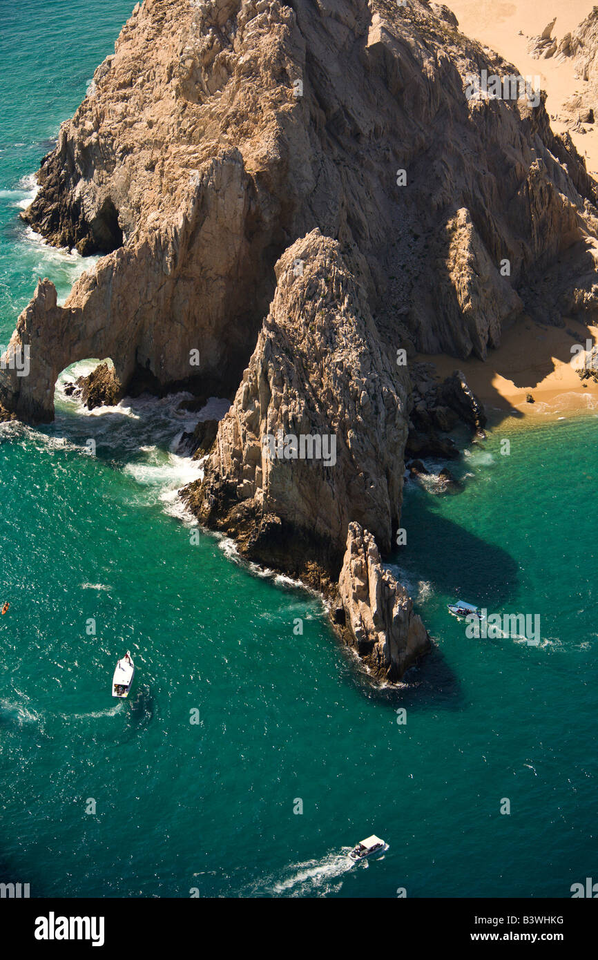 Aerial view of Cabo San Lucas from ultralight aircraft, Baja California ...