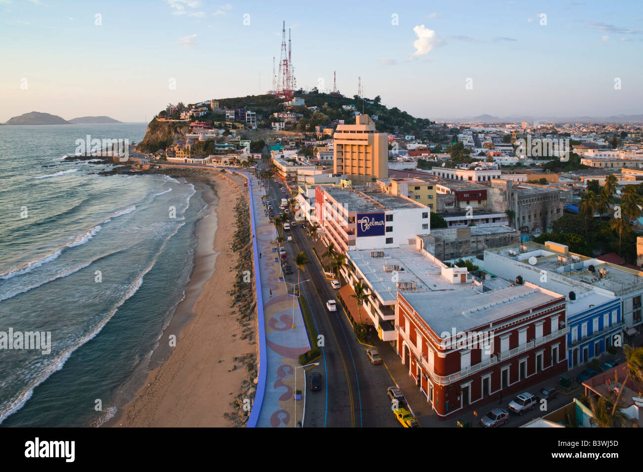 Mexico, Sinaloa State, Mazatlan. Hotels along Playa Olas Altas and Old ...