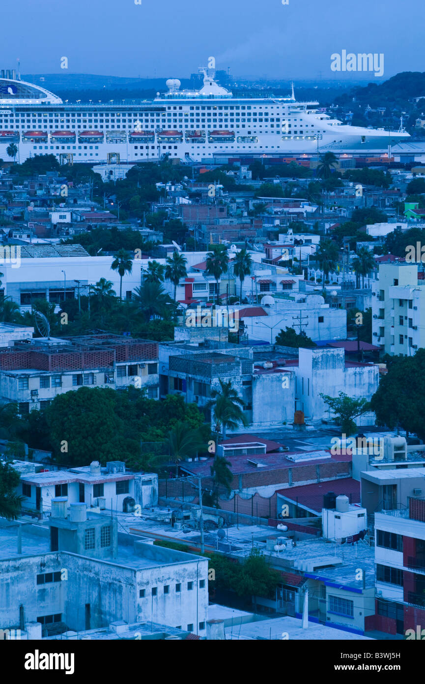 Mexico, Sinaloa State, Mazatlan. City View with Cruiseship / Dusk Stock ...
