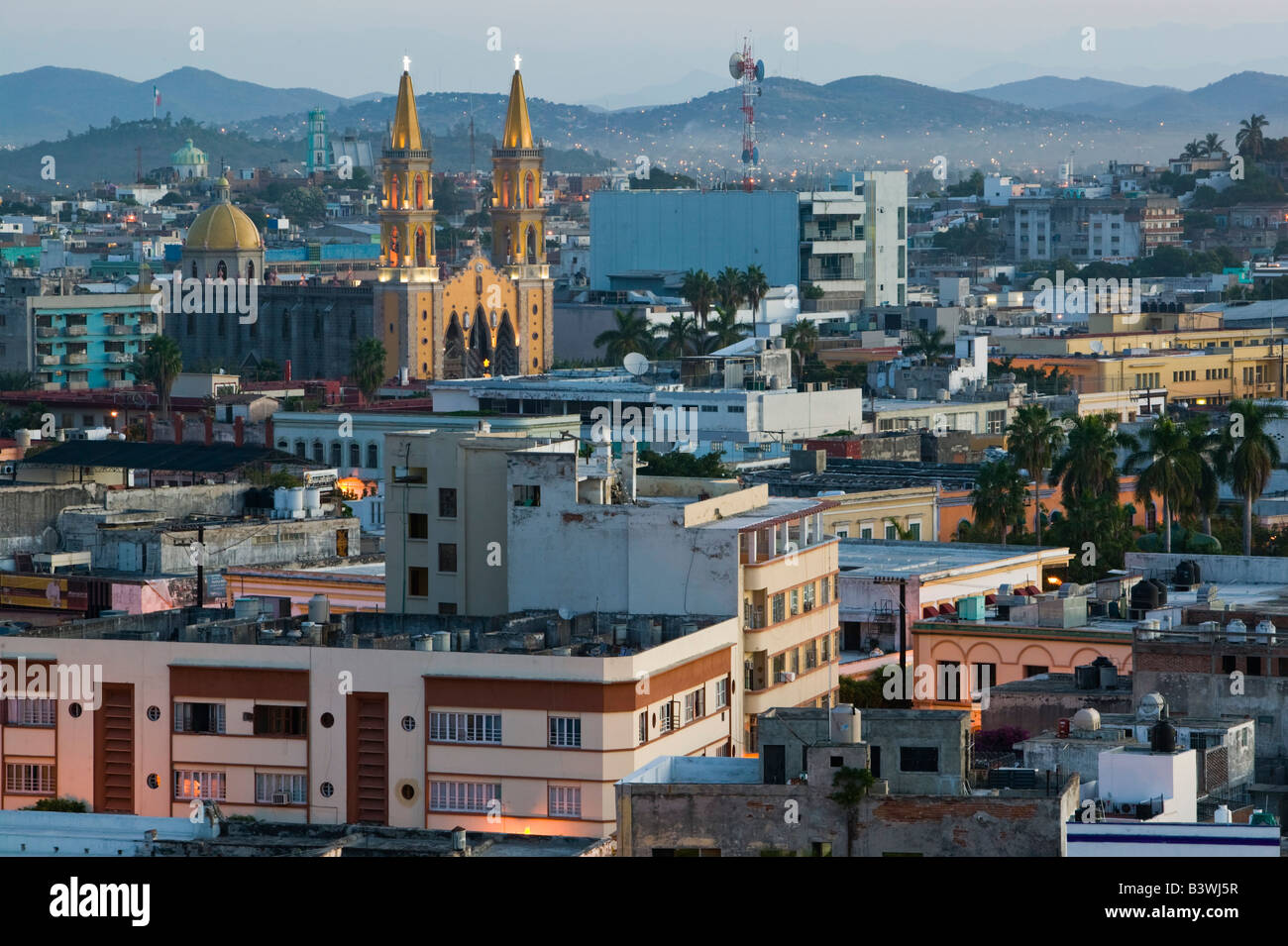 Mexico, Sinaloa State, Mazatlan. Old Mazatlan & Cathedral / Dawn Stock ...