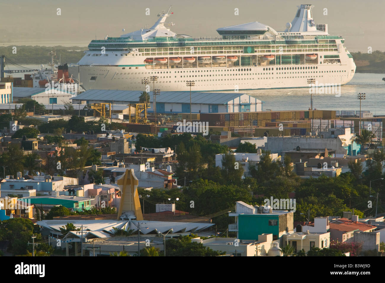 Mexico, Sinaloa State, Mazatlan. Port of Mazatlan View with Cruise ship ...