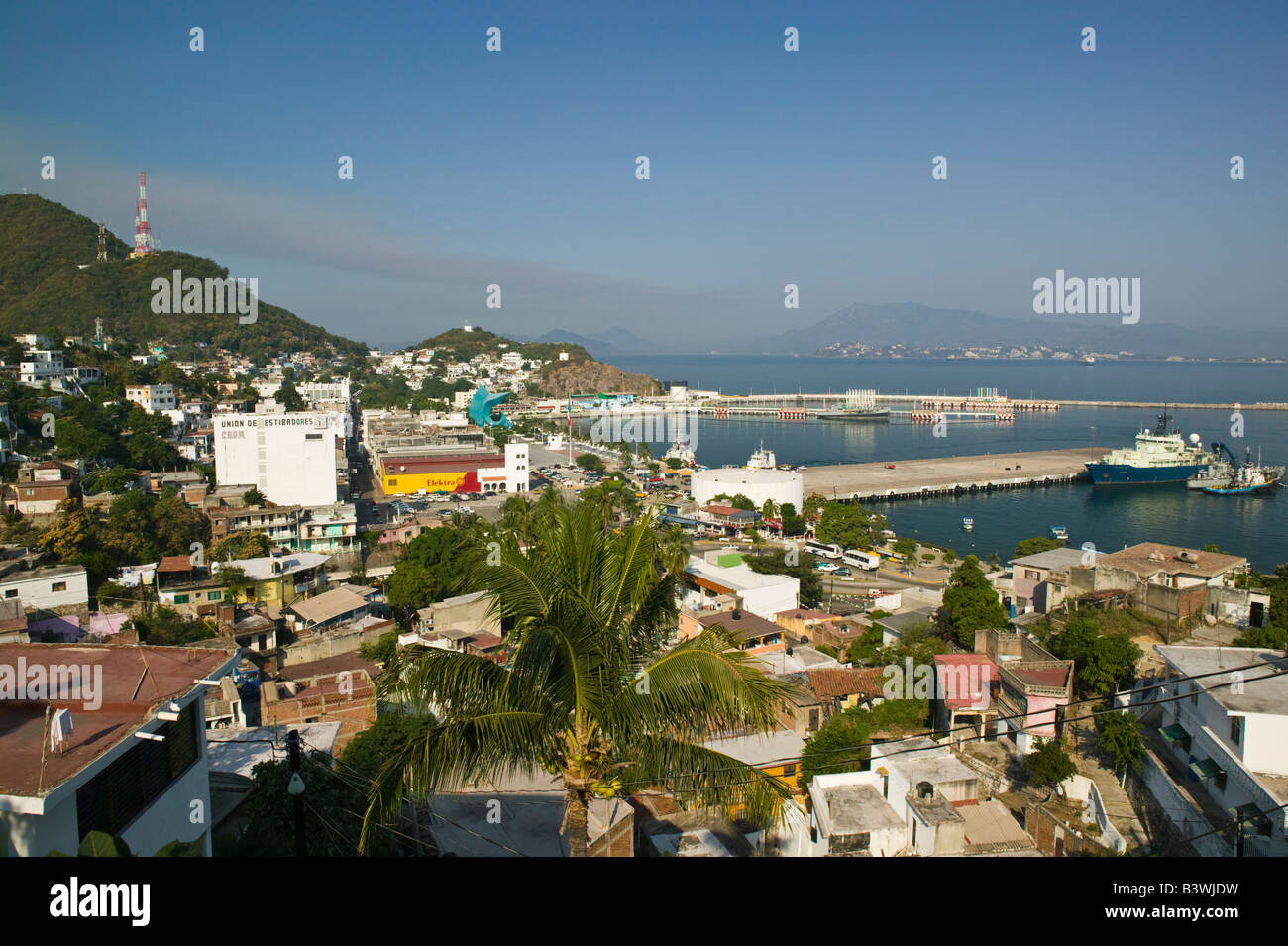 Mexico, Colima, Manzanillo. Manzanillo Town View / Daytime Stock Photo ...