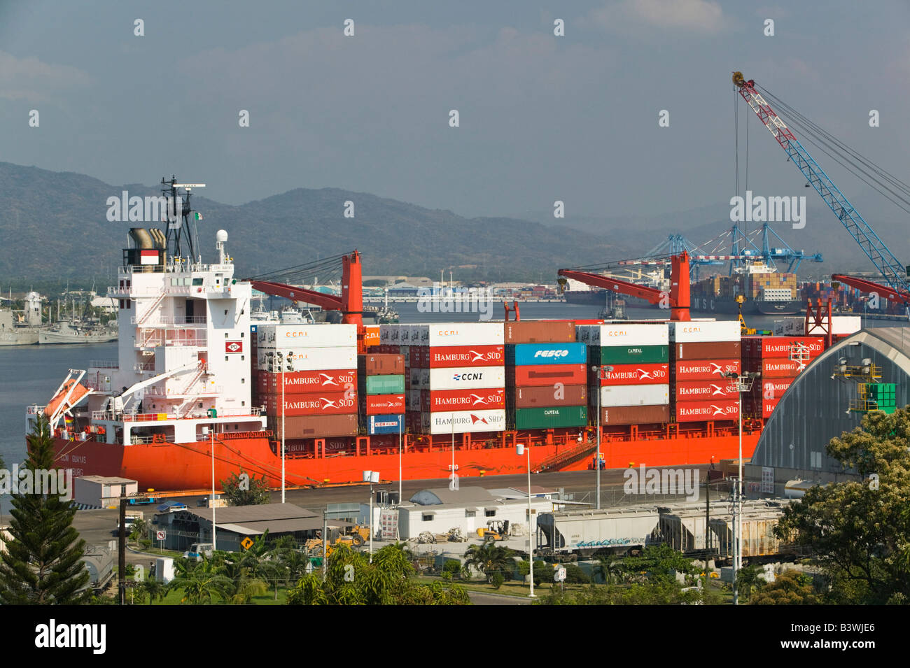 Mexico, Colima, Manzanillo. Manzanillo Container Cargo Port Stock Photo ...