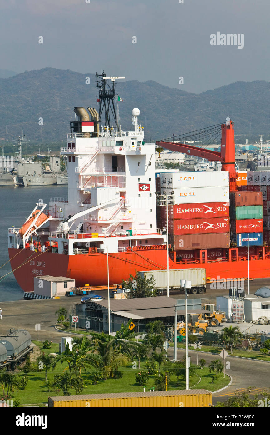 Mexico, Colima, Manzanillo. Manzanillo Container Cargo Port Stock Photo ...