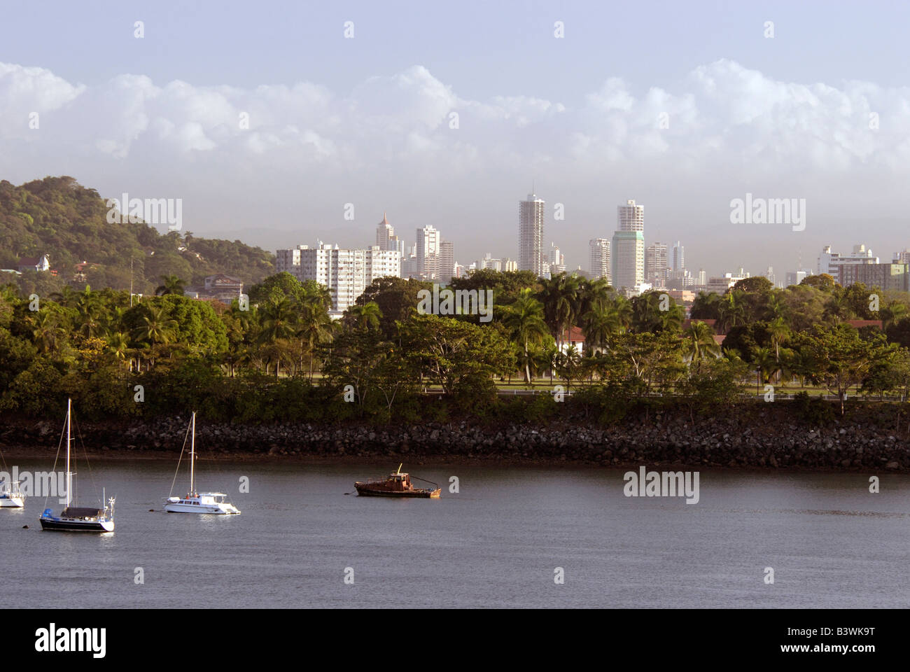 Central America, Panama, Panama City, Panama Canal. View of Panama City ...