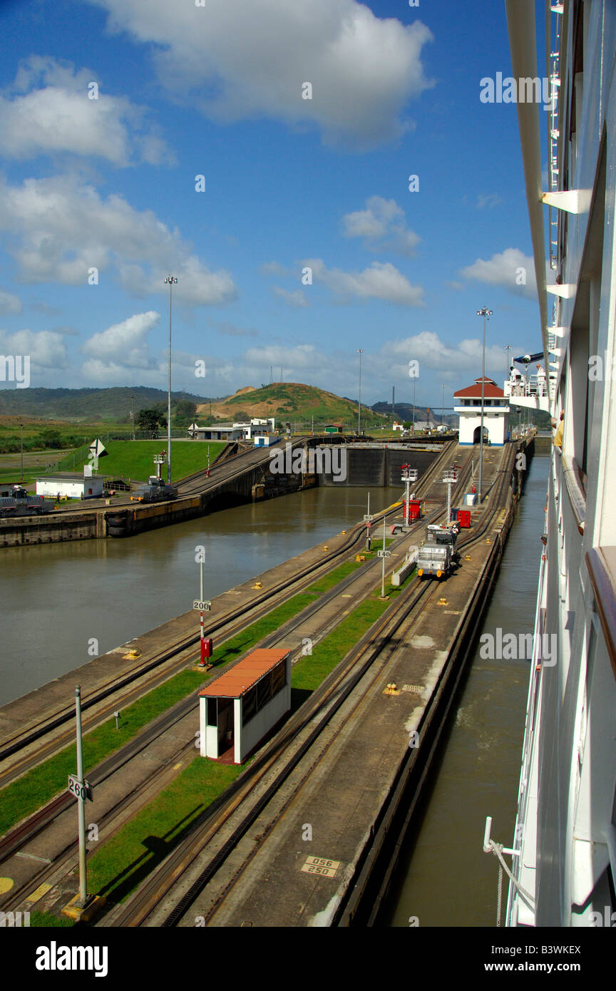 Central America, Panama, Panama Canal. Cruise ship transiting the Pedro ... Central America, Panama, Panama Canal. Cruise ship transiting the Pedro ...
