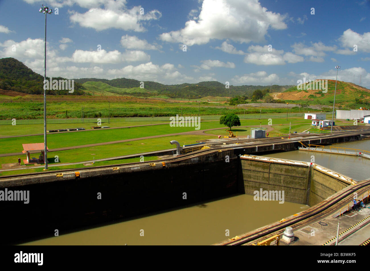 Central America, Panama, Panama Canal. Overview of empty lock at Pedro ...