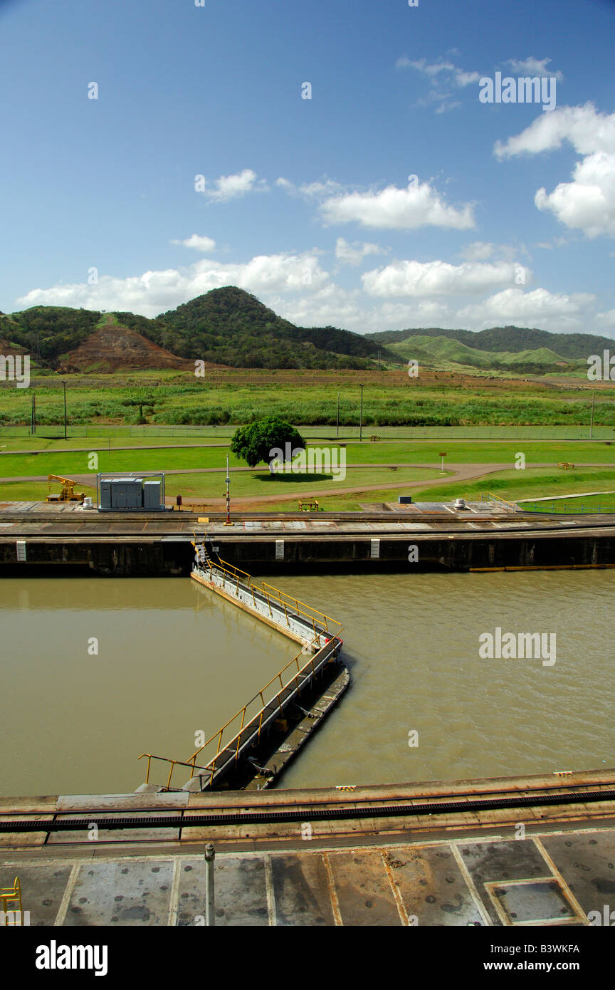 Central America, Panama, Panama Canal. Overview of empty lock at Pedro ...