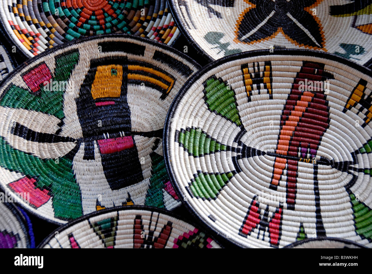 Central America, Panama, Cristobal. Local Embera Indian handicrafts ...