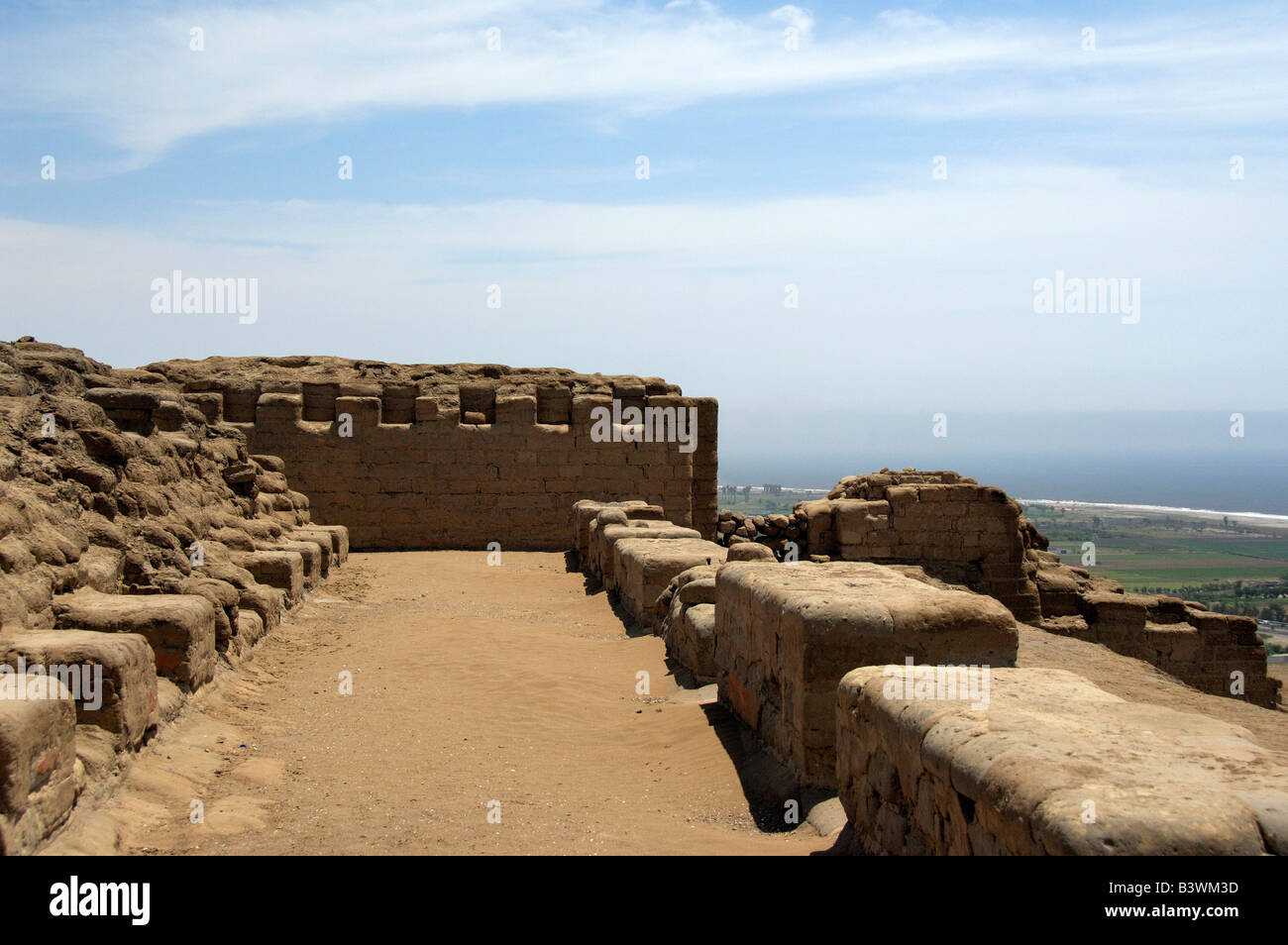 South America, Peru, Lima. Inca ruins of Pachacamac located on the ...