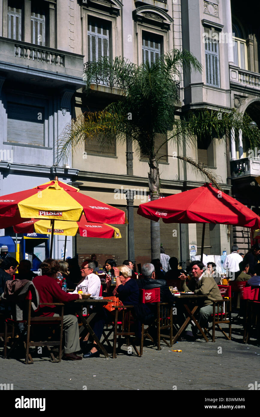 Montevideo, Uruguay, Crowded cafe on Plaza Constitucion Stock Photo - Alamy