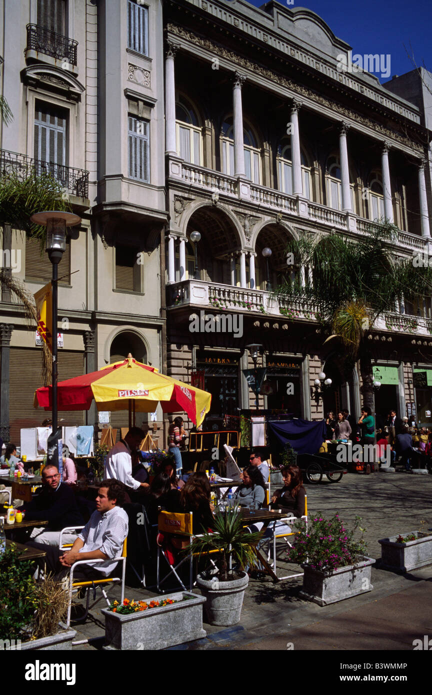 Montevideo, Uruguay, Crowded cafe on Plaza Constitucion Stock Photo - Alamy