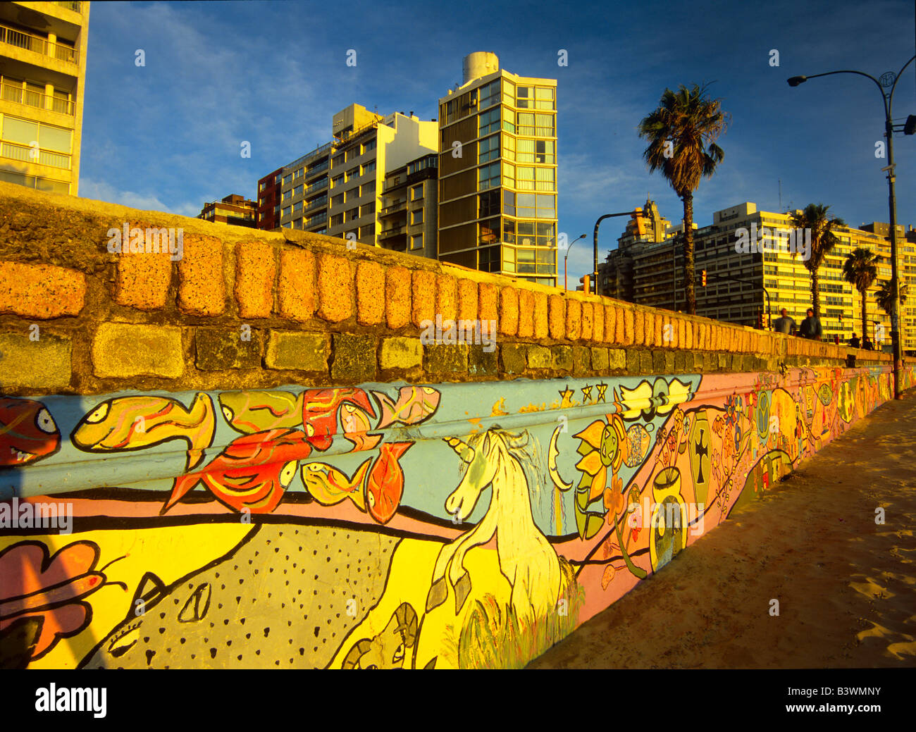 South America, Uruguay, Montevideo, Colorful beachfront makes this ...