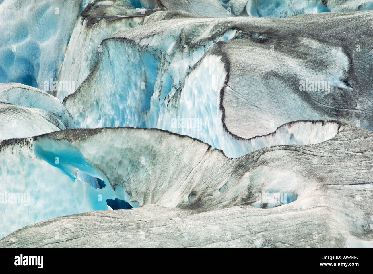 USA, Alaska, Inside Passage. Glacier patterns and blue ice Stock Photo ...