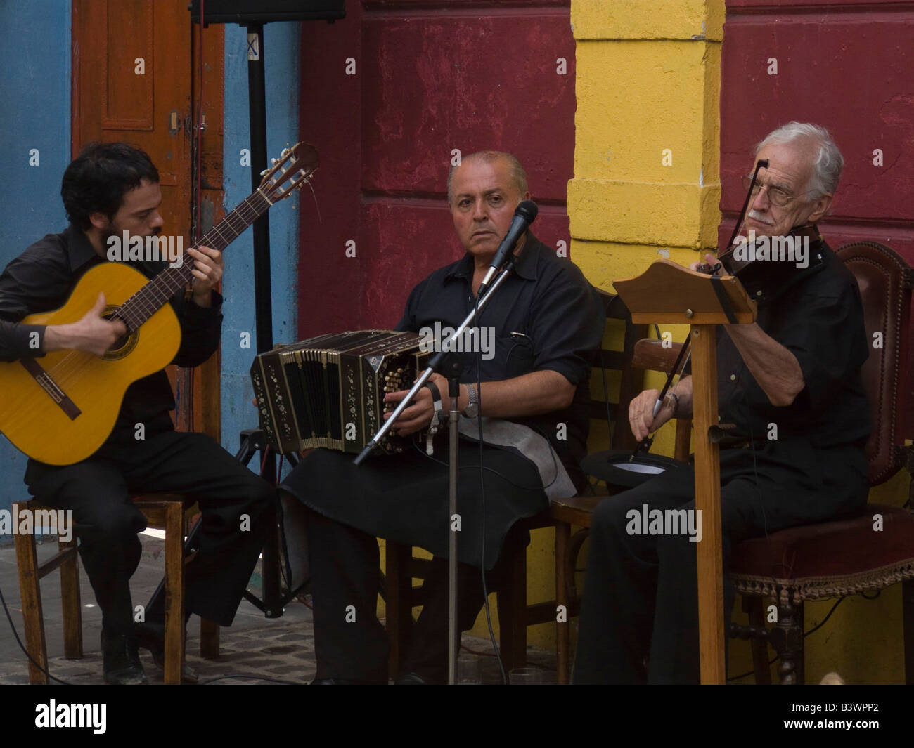 Musical band performing in a recording studio, Buenos Aires, Argentina ...