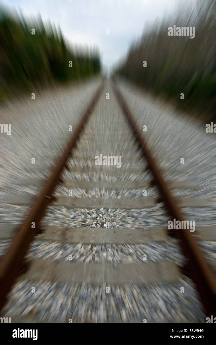 Blurred view of Railroad tracks Stock Photo - Alamy