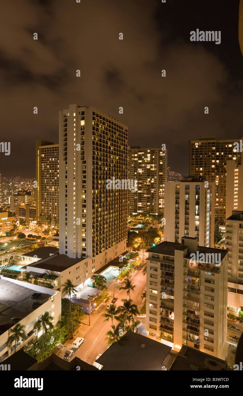 Honolulu by Night Oahu Pacific Ocean Hawaii USA Stock Photo - Alamy