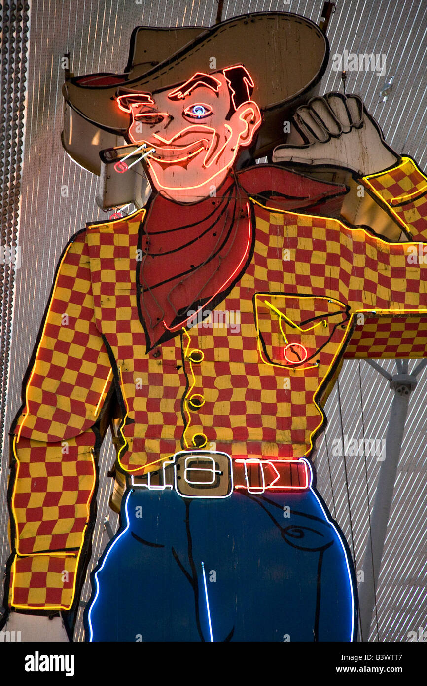 Vegas Vic the original neon cowboy. Famous neon signage of Fremont ...