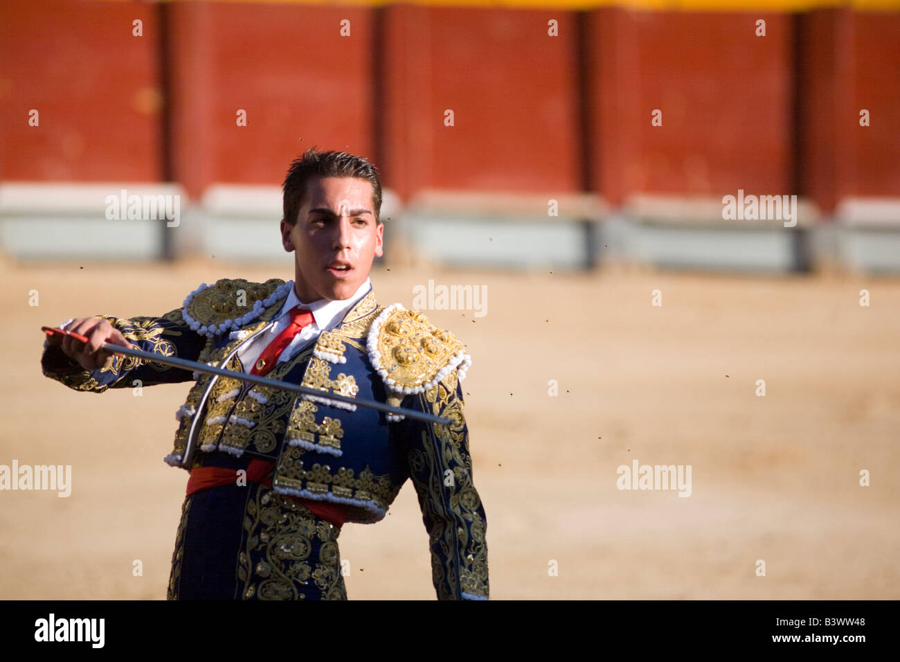 Bullfighter holding a sword in a bullring, Spain Stock Photo - Alamy