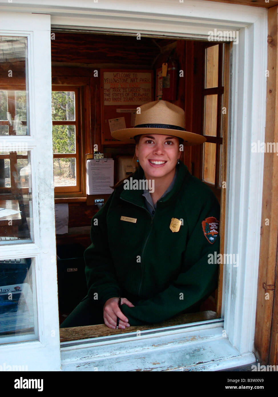 Ranger Woman in Yellowstone National Park, Wyoming, USA Stock Photo - Alamy
