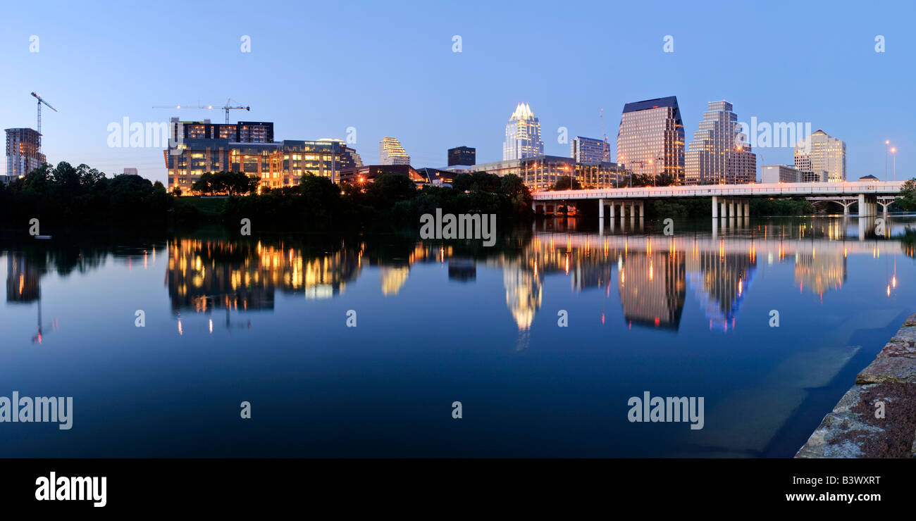 View of downtown Austin from Riverside across Town Lake Stock Photo - Alamy