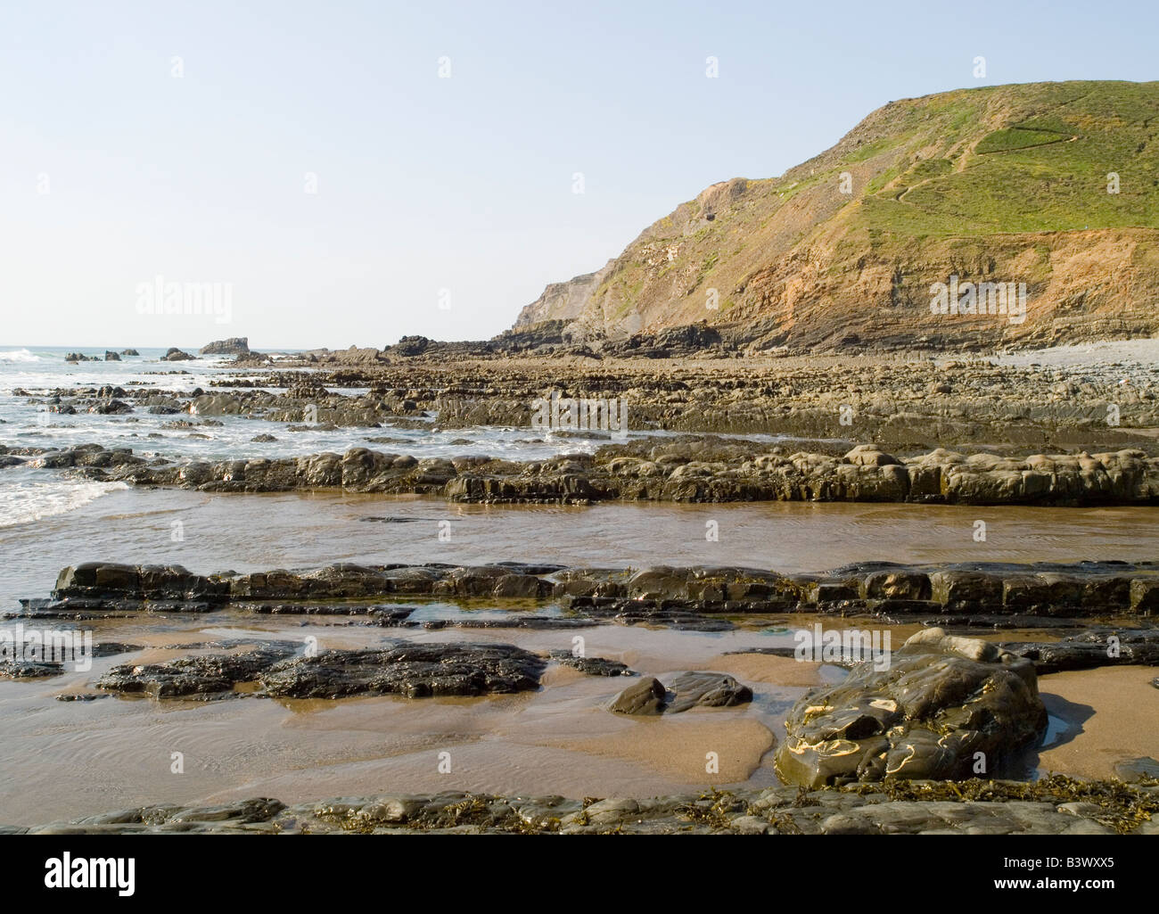 The secluded Welcombe Mouth beach in North Devon, England UK Stock ...
