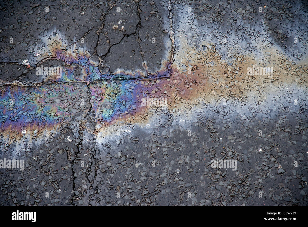 Multi-coloured pattern of gasoline on wet asphalt Stock Photo - Alamy