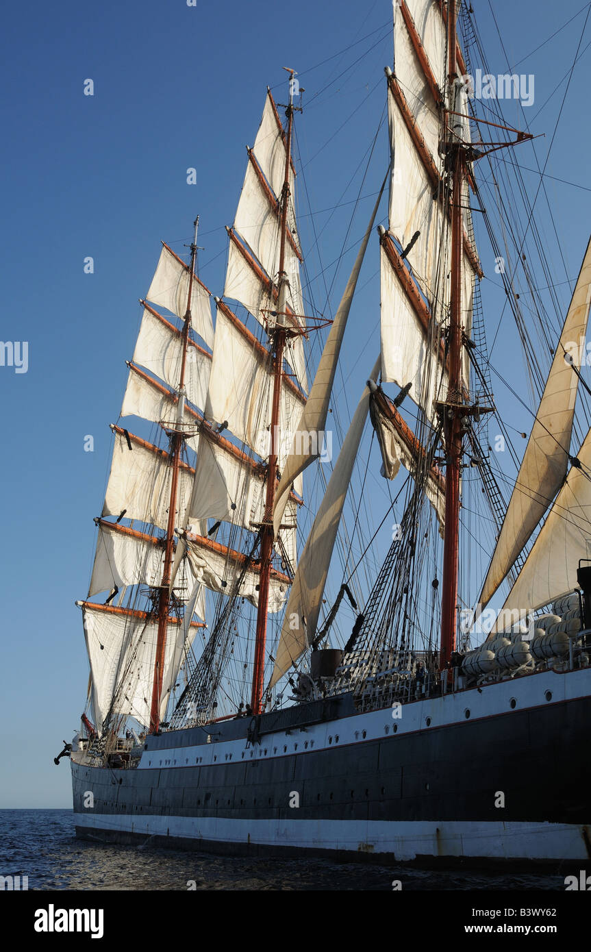 four masted sail training barque Sedov at The start of the falmouth to ...