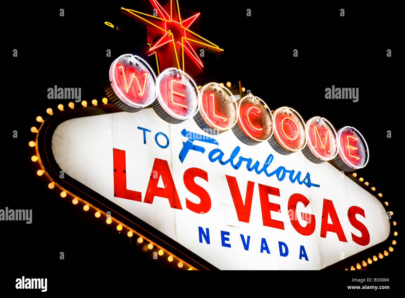 The famous and fabulous neon sign that welcomes all to Las Vegas Stock ...