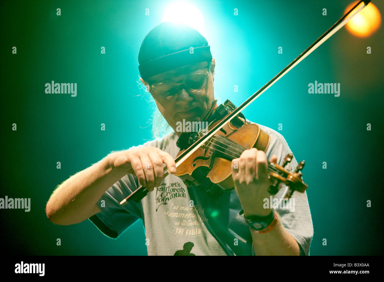 Ric Sanders of Fairport Convention plays the violin on stage at the ...