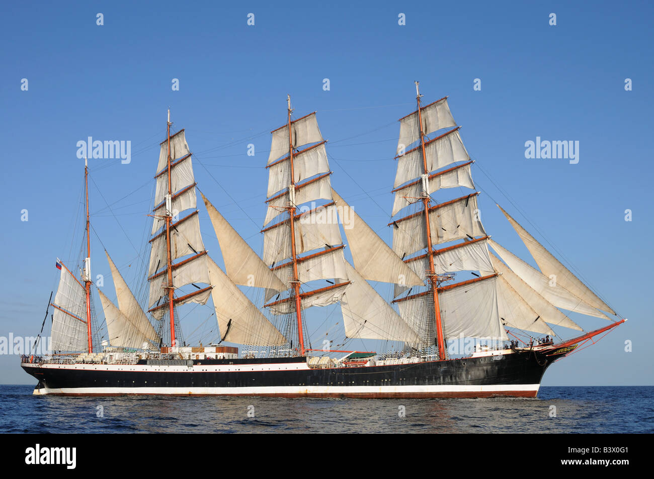 four masted sail training barque Sedov at The start of the falmouth to ...