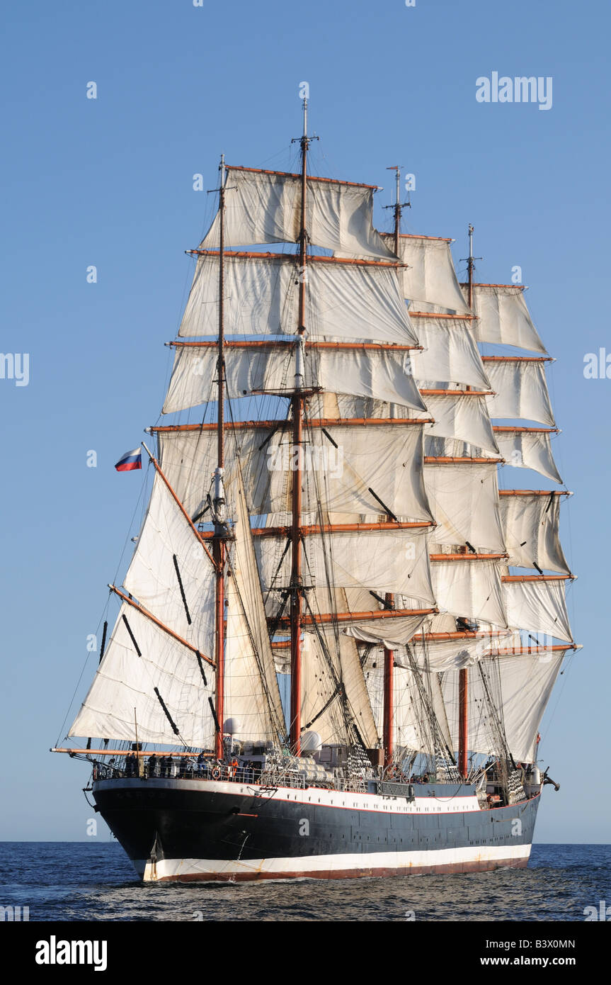 four masted sail training barque Sedov at The start of the falmouth to ...