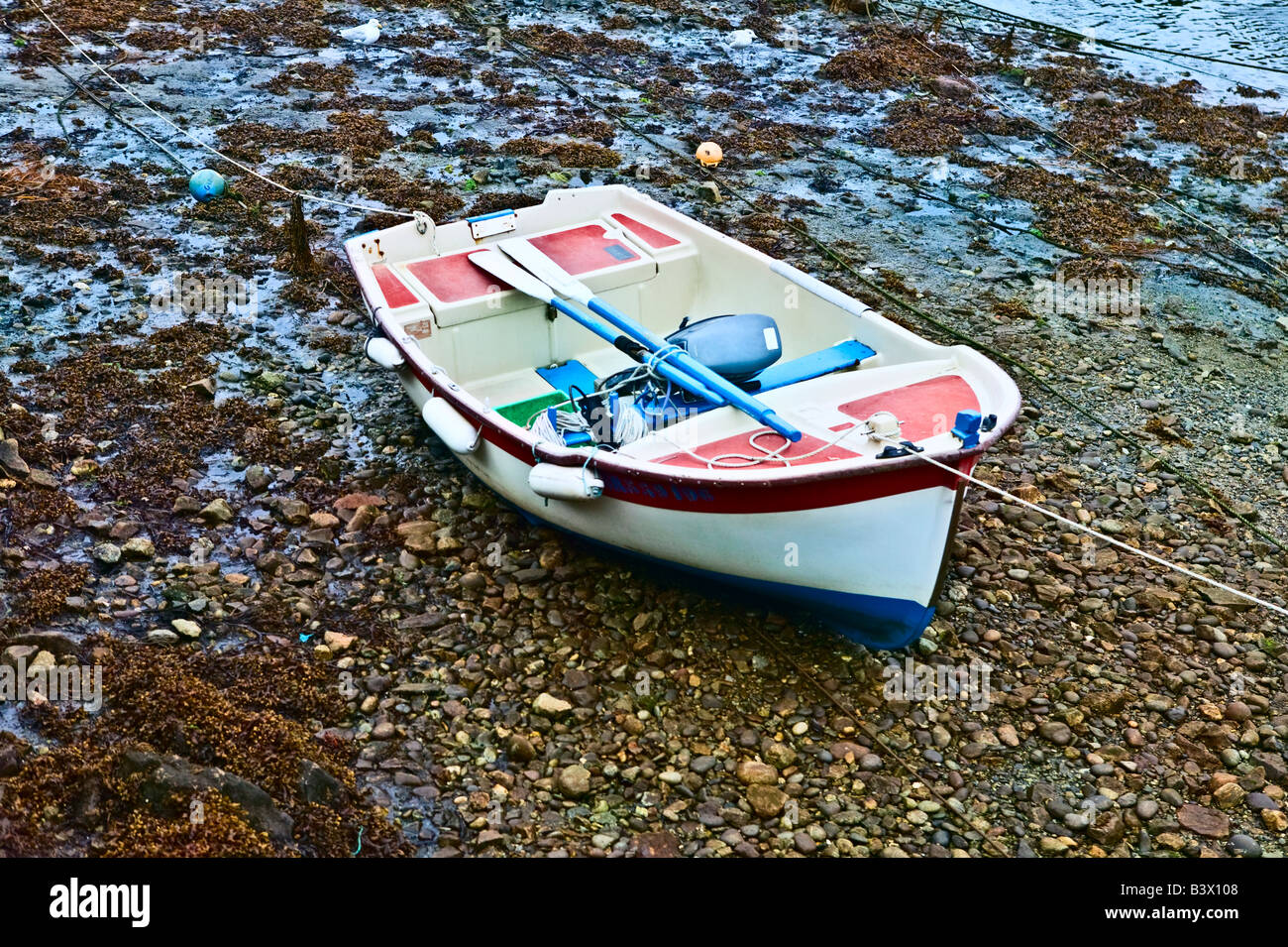 Low tide rowboat isle of Ouessant Brittany France Stock Photo - Alamy