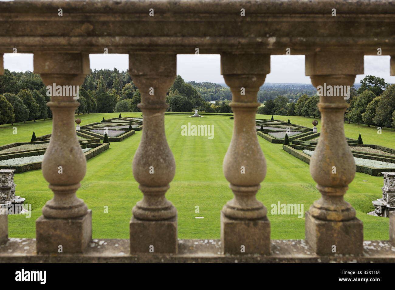 Parterre Viewed Through Terrace Balustrade Cliveden Stock Photo - Alamy