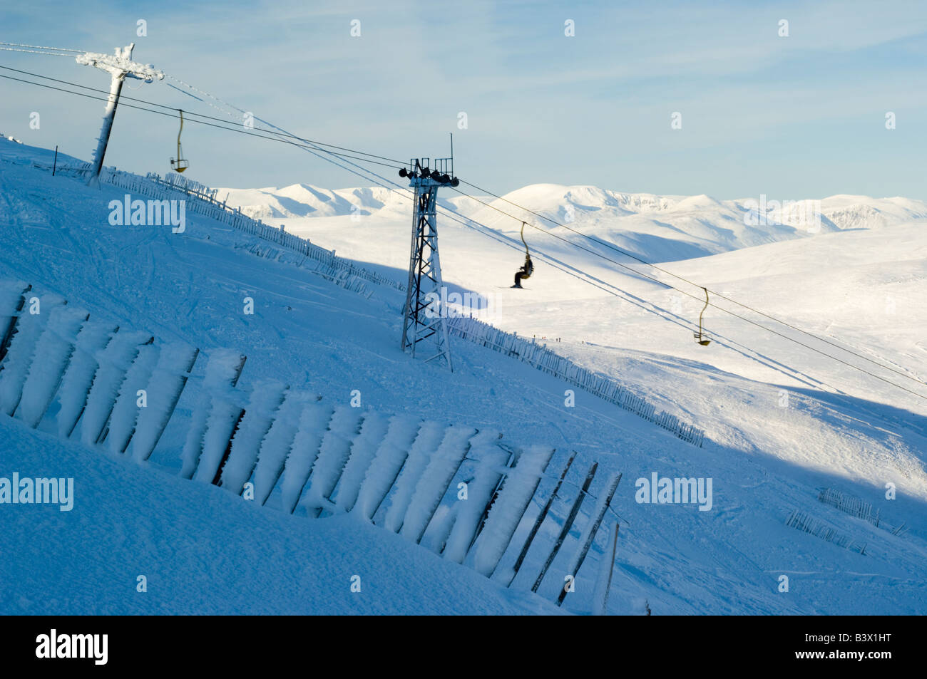 Cairnwell ski centre chairlift on the Cairnwell looking northwest to ...