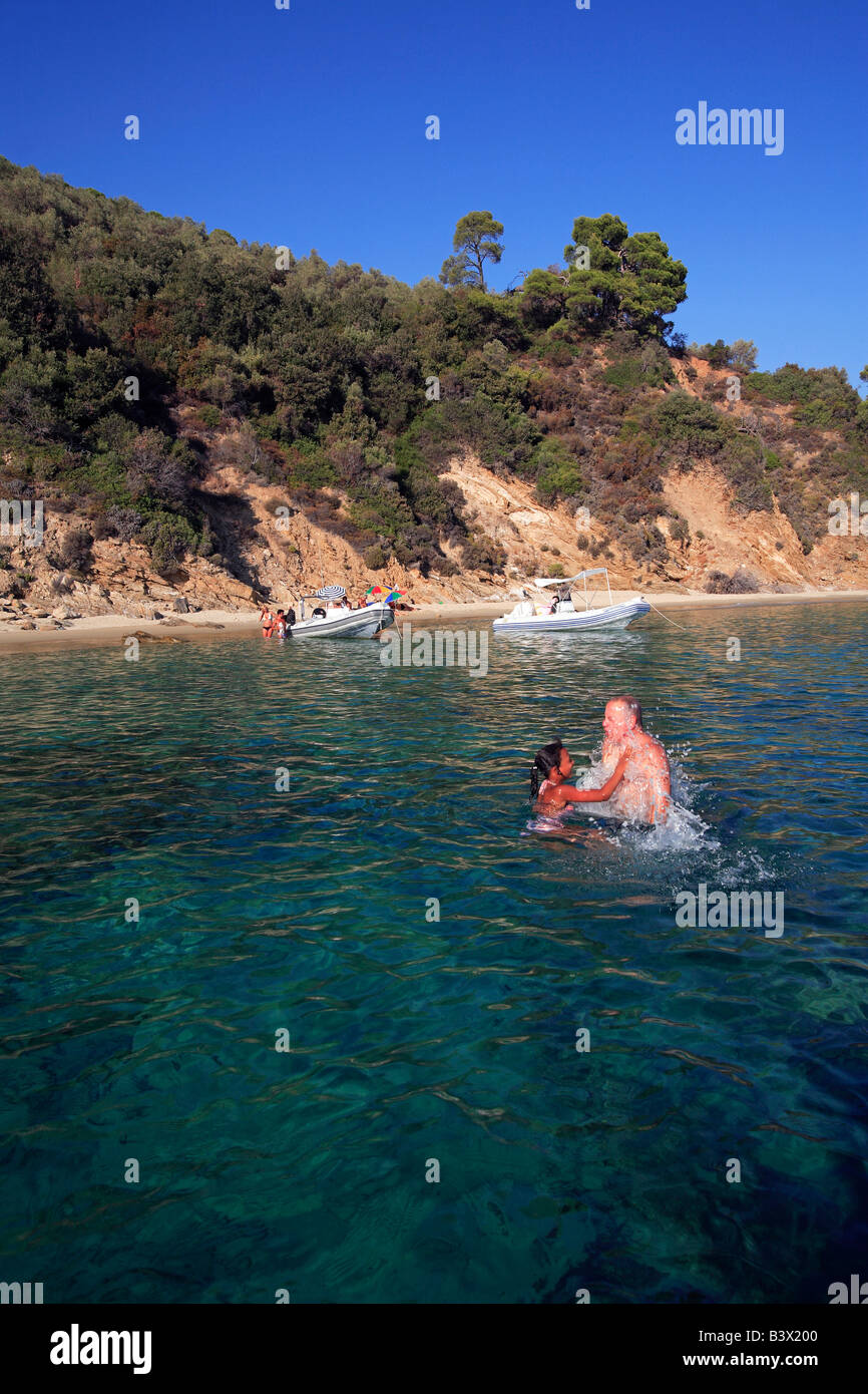 Skiathos beach boat hi-res stock photography and images - Alamy