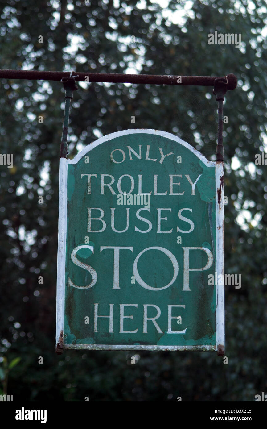 Trolley Bus Stop Sign. Black Country Museum. West Midlands. UK Stock ...