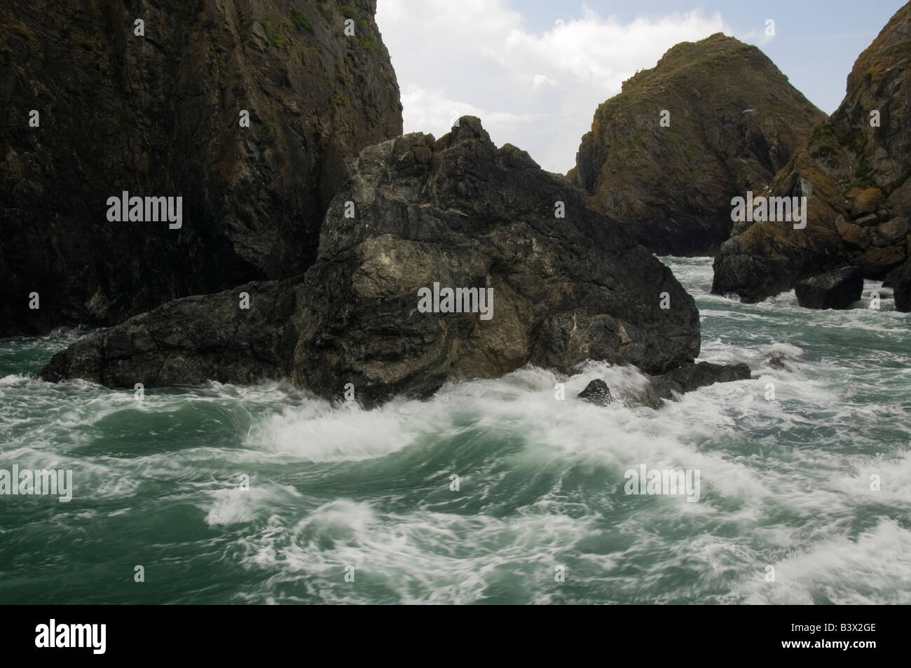 Rough Seas at Mullion Cove Lizard Peninsula Cornwall England UK Stock ...
