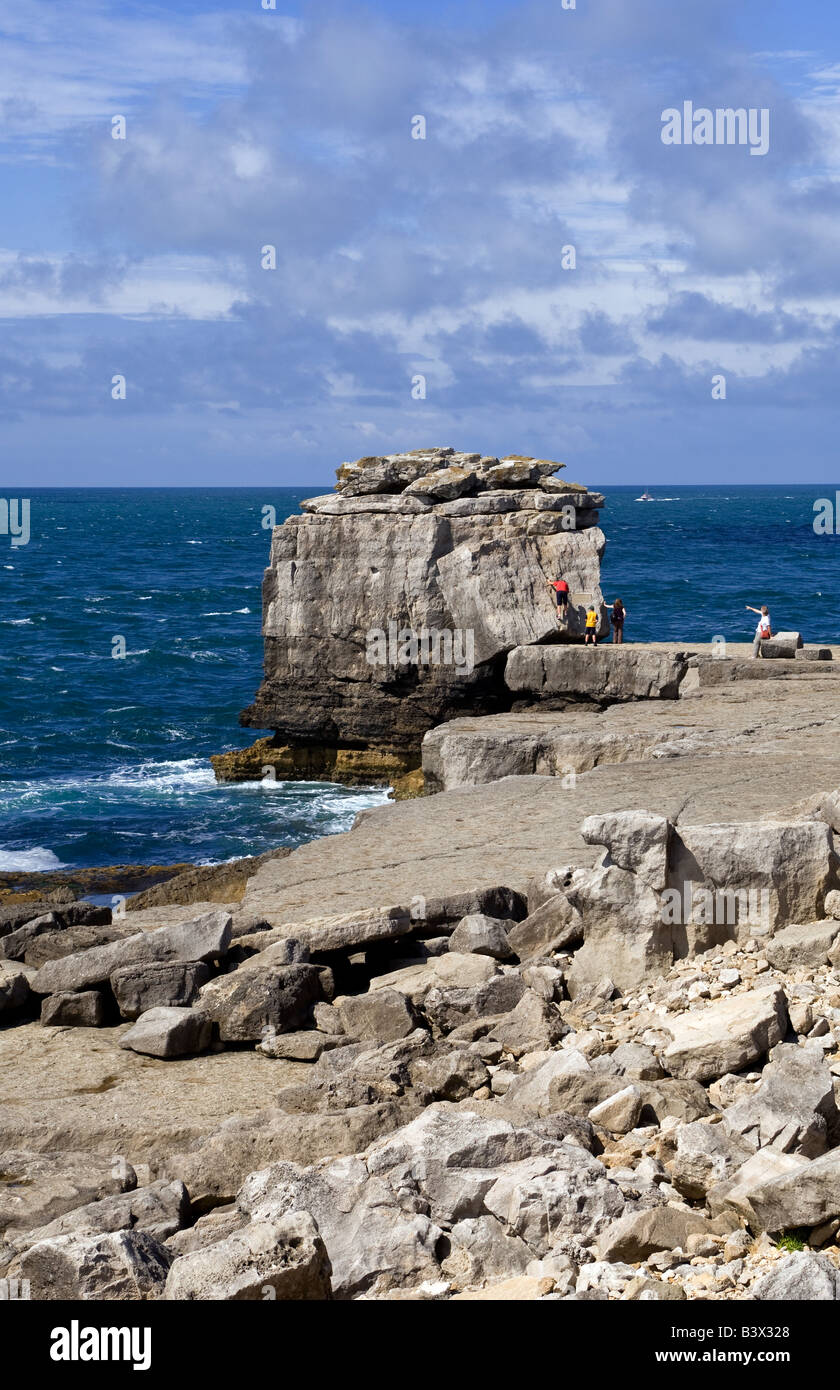 Pulpit Rock a famous stone outcrop at Portland Bill in Dorset Stock ...