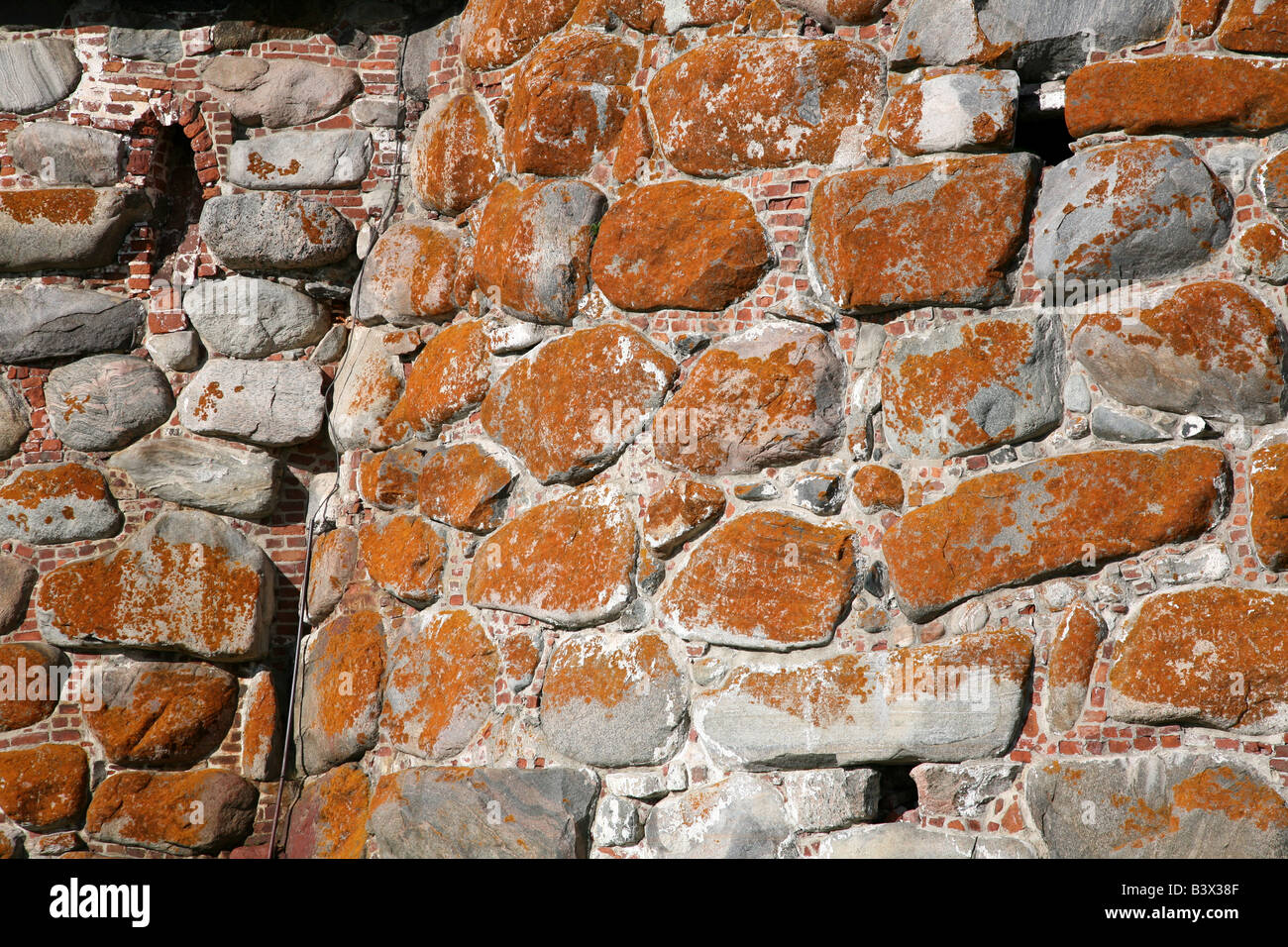 Boulder wall of the Solovetsky Monastery on the Solovetsky Islands in ...