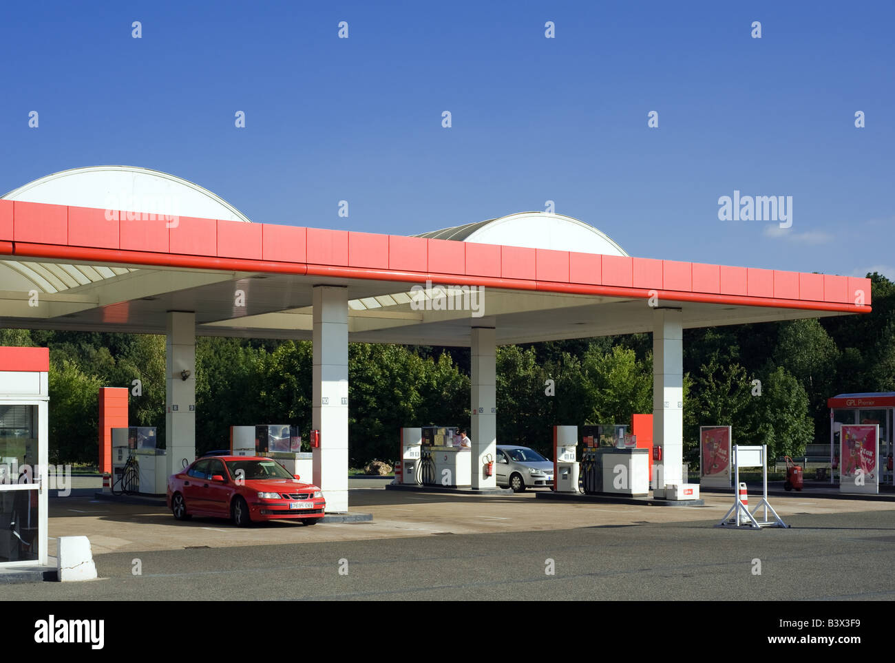 Gas station and cars Brittany France Stock Photo - Alamy