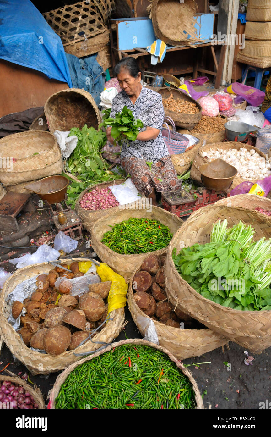 fresh vegetable vendor at ubud morning market,ubud , island of bali ...