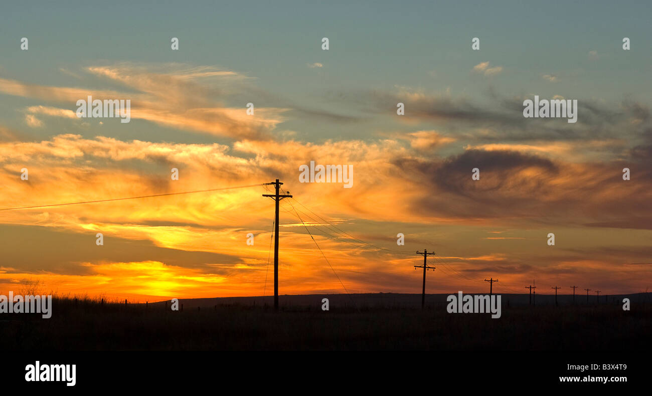 Power lines at Sunset Stock Photo - Alamy