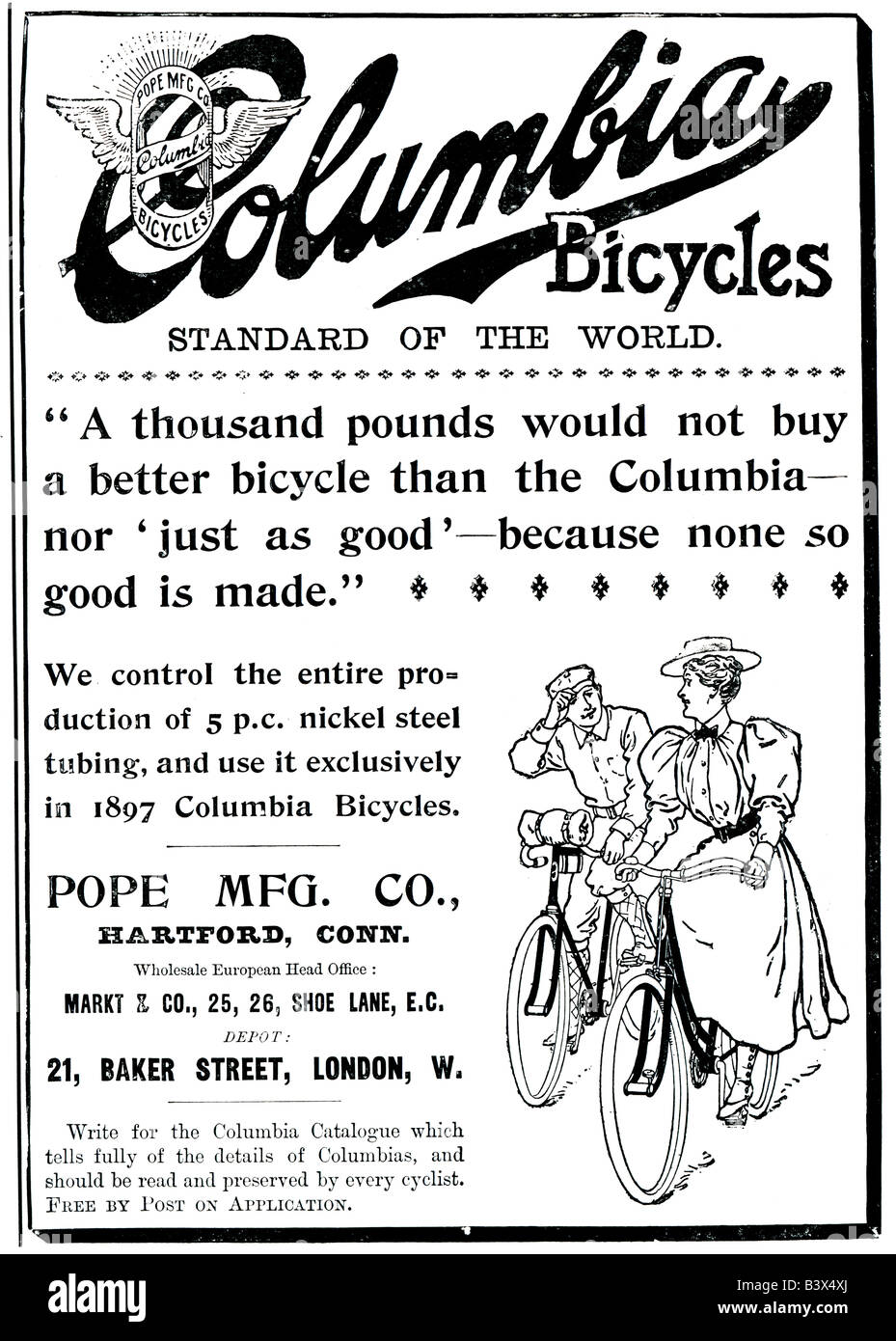 1897 Victorian advertisement for Columbia American Bicycles FOR ...