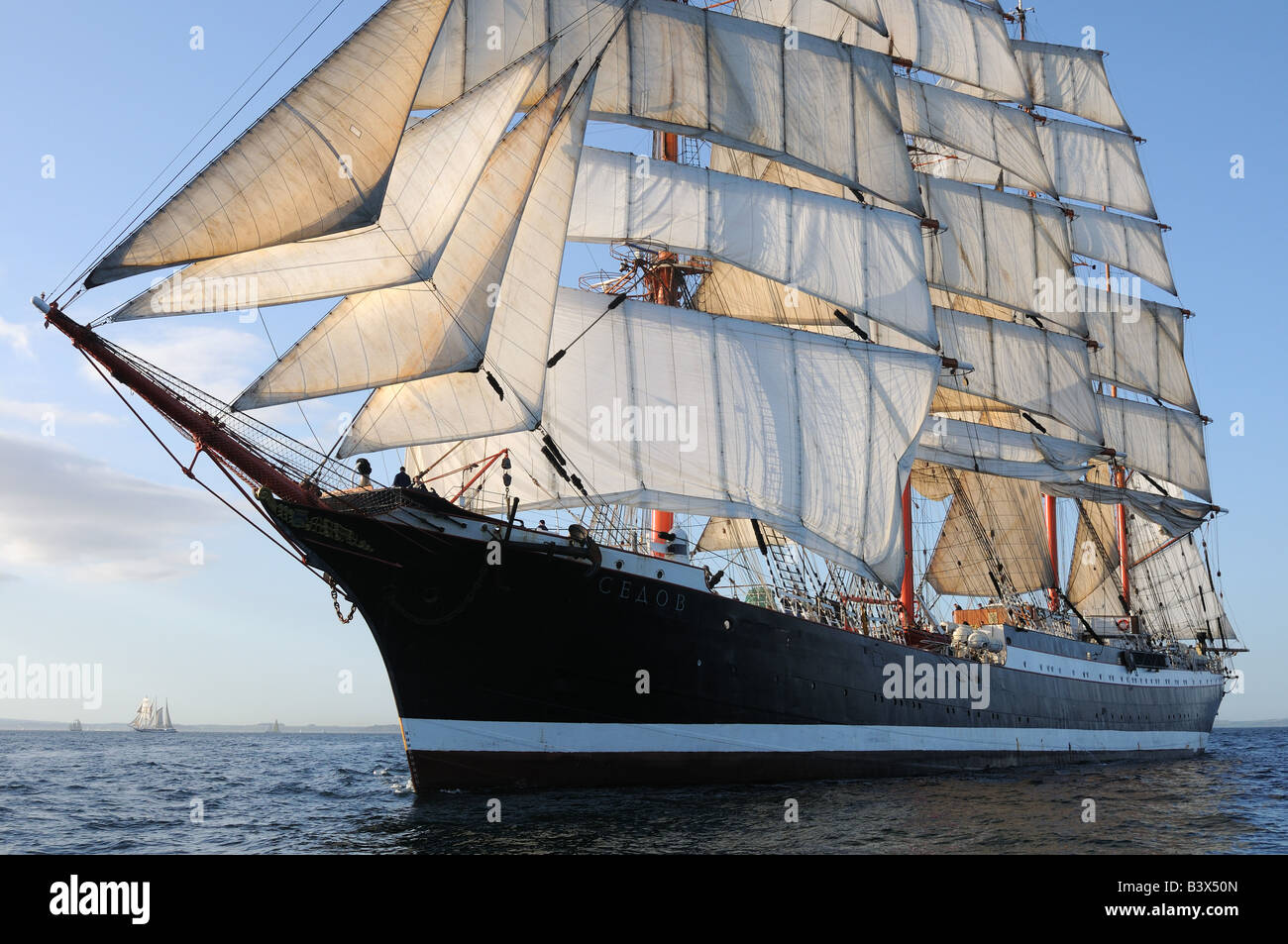 four masted sail training barque Sedov at The start of the falmouth to ...