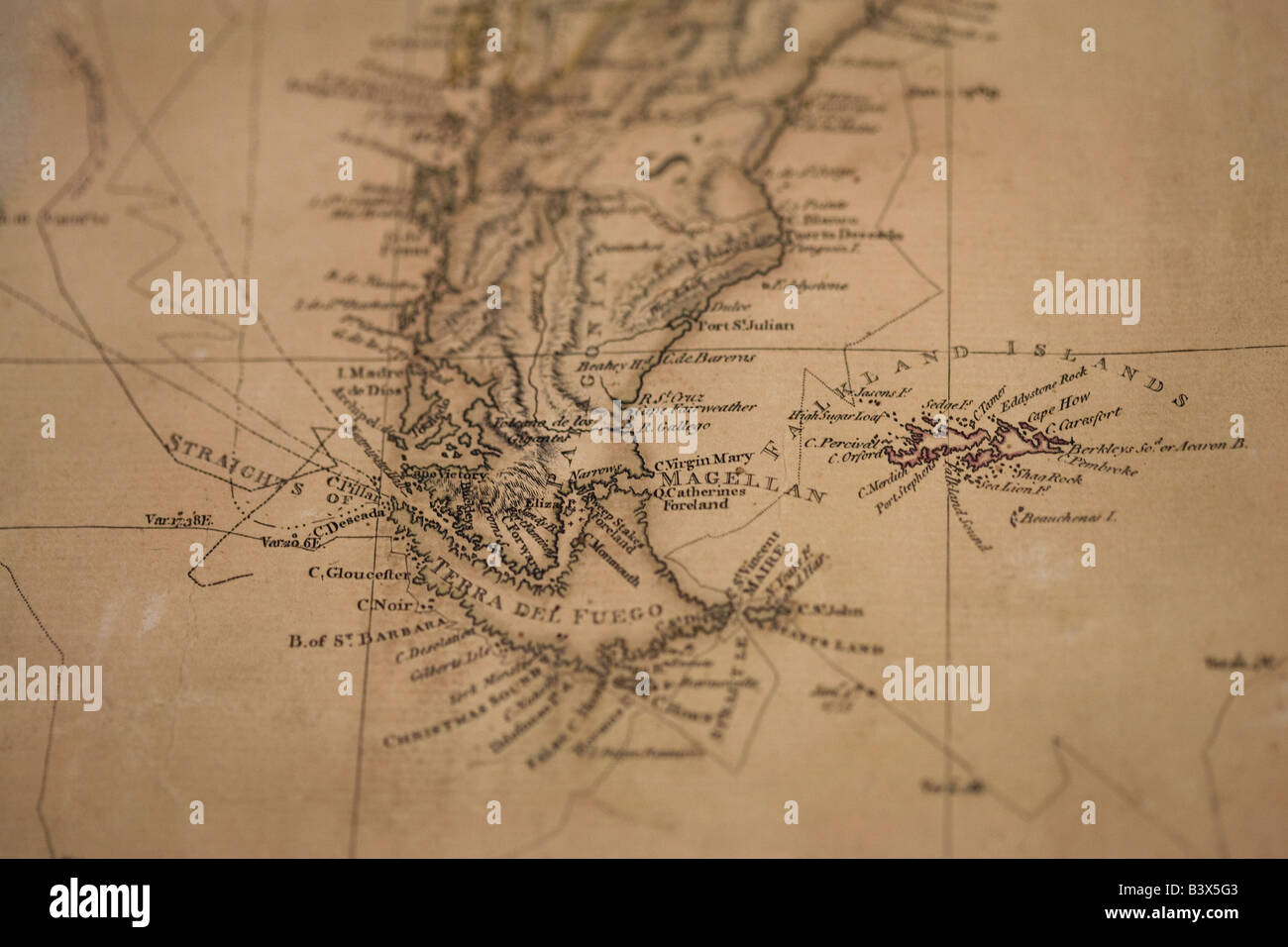 Old map of South America and the Falkland Islands Stock Photo - Alamy