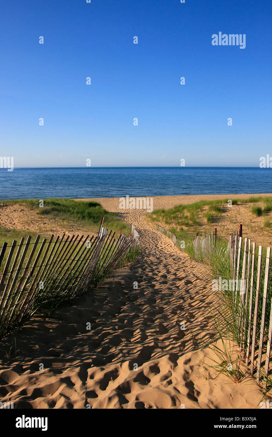 View of the Au Train sandy beach at Lake Superior in Michigan MI Upper ...
