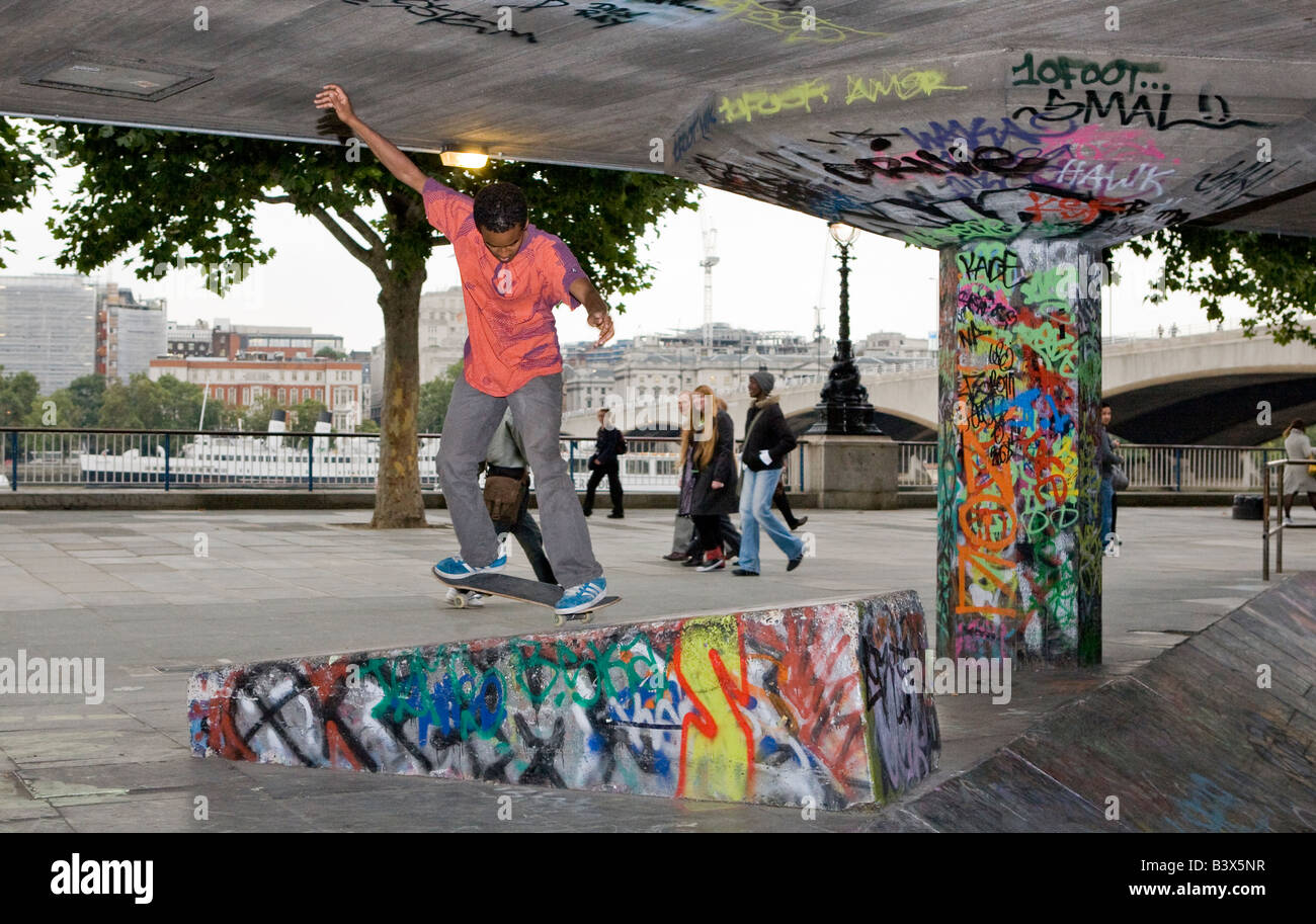 Teenager Skateboarding At The Skateboard Centre South Bank London UK ...