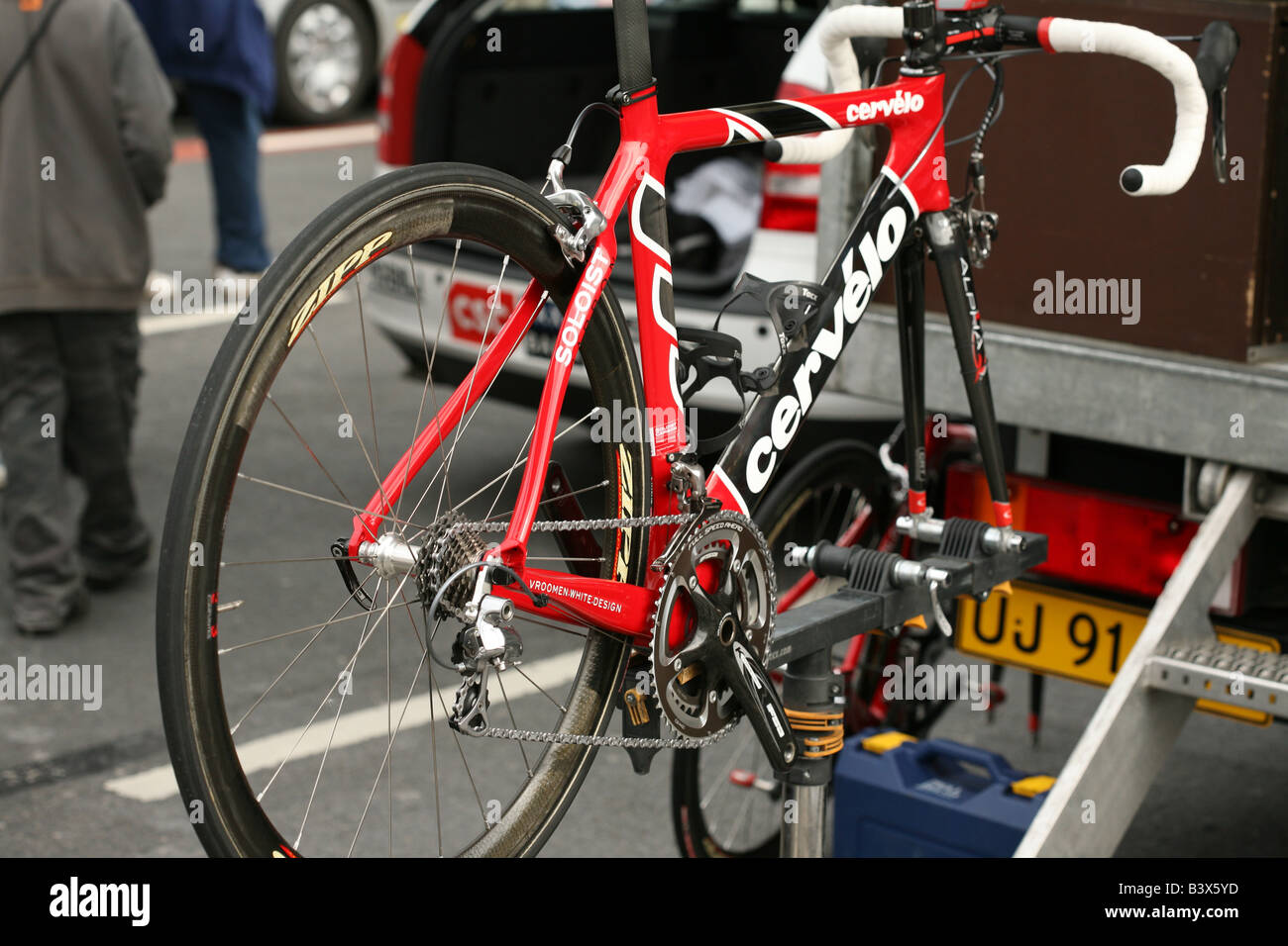 Bicycle frame on support vehicle,UK,EU Stock Photo - Alamy