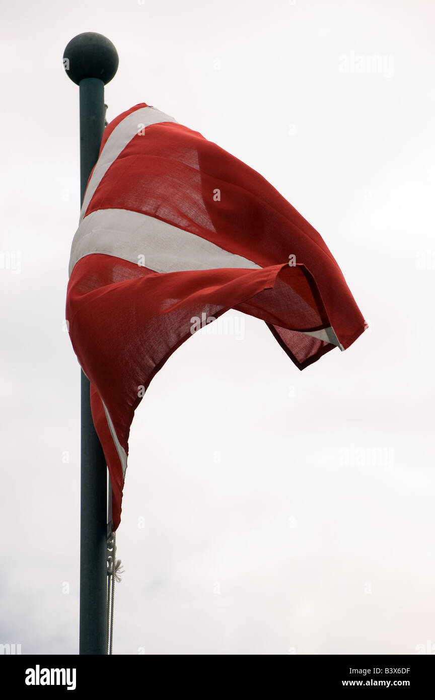 Danish Flag flying Stock Photo - Alamy